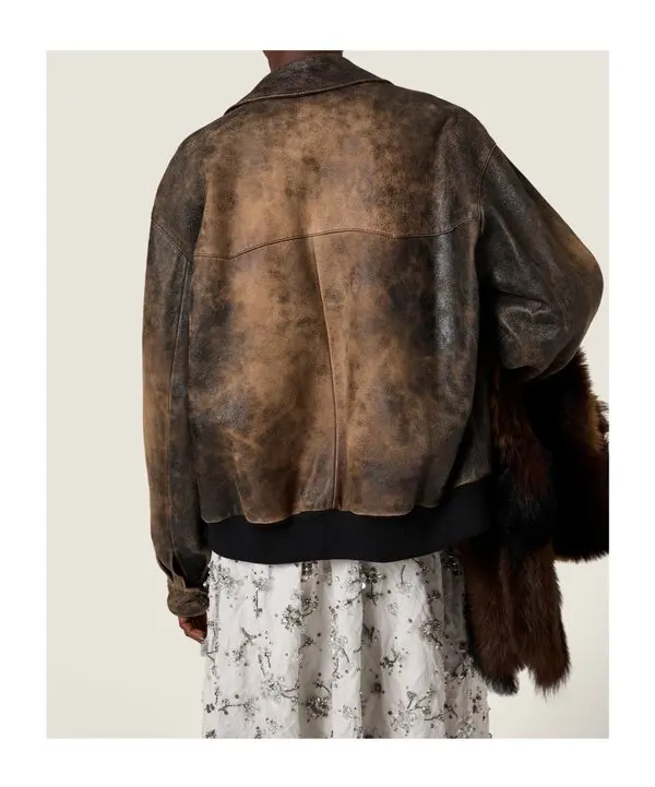 Miu Miu Long-sleeved Zipped Jacket With Vintage Effect