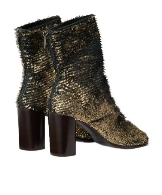 LEMAIRE 80mm Glove Heeled Ankle Boots In Laminated Textured Leather