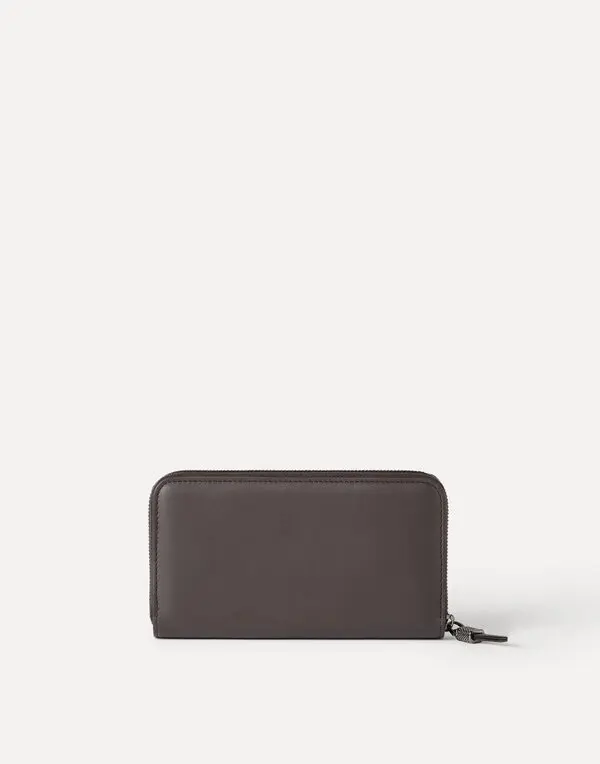 Brunello Cucinelli Calfskin Wallet With Shiny Zipper Pull