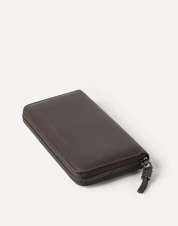 Brunello Cucinelli Calfskin Wallet With Shiny Zipper Pull