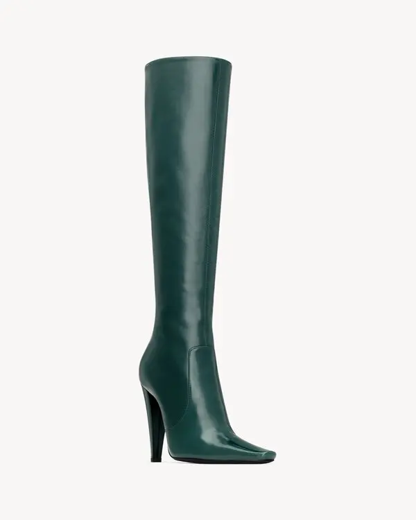 Saint Laurent Tall Boots In Smooth Leather With Side Zipper