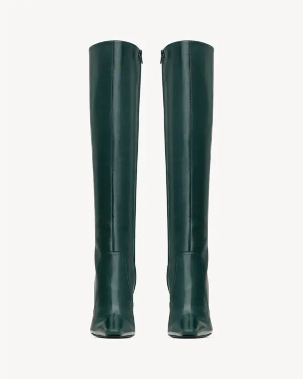 Saint Laurent Tall Boots In Smooth Leather With Side Zipper