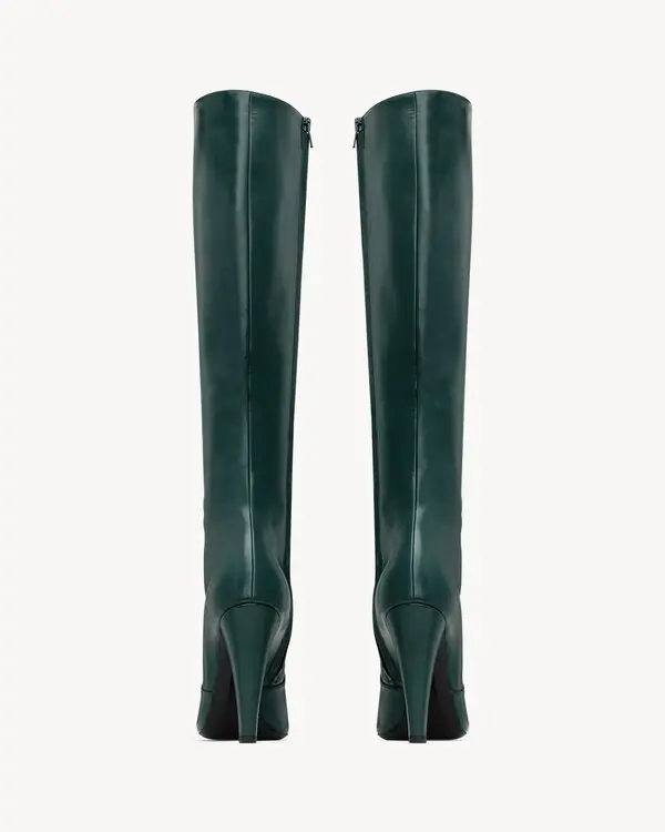 Saint Laurent Tall Boots In Smooth Leather With Side Zipper