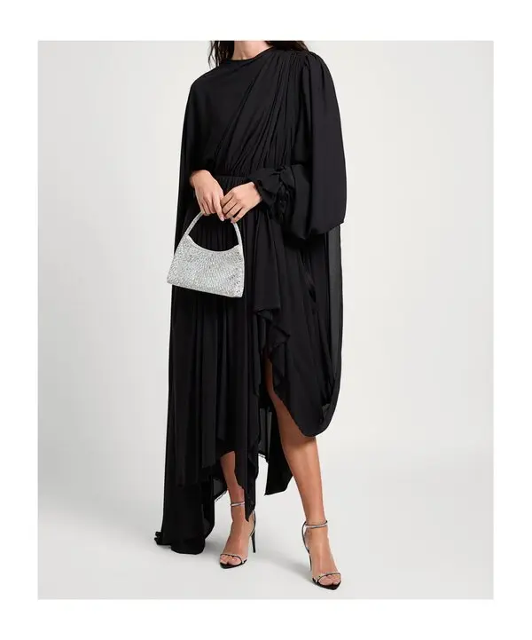 Balenciaga Pleated Crewneck Sleeveless Midi Dress