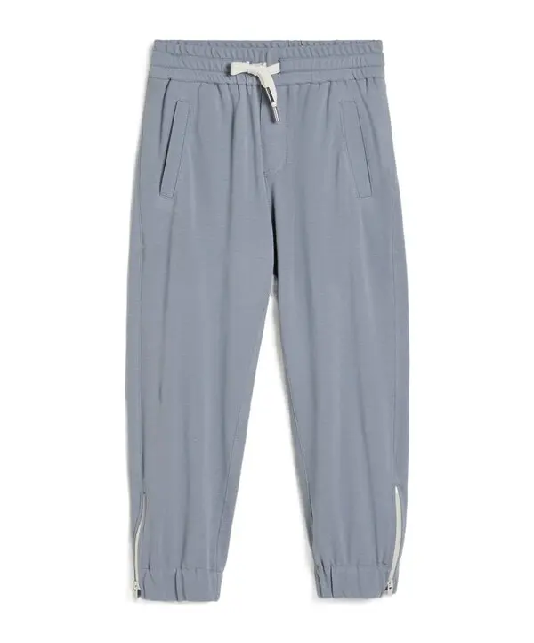 Brunello Cucinelli Cotton Piqué Track Trousers With Zippered Cuffs - Blue-gray