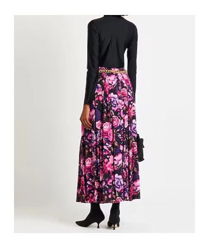 Balenciaga Pleated Floral Print Maxi Skirt