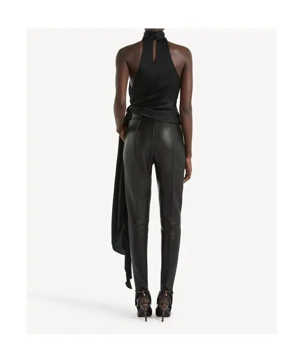Balmain Silk Charmeuse Halter Top With Tie Detail