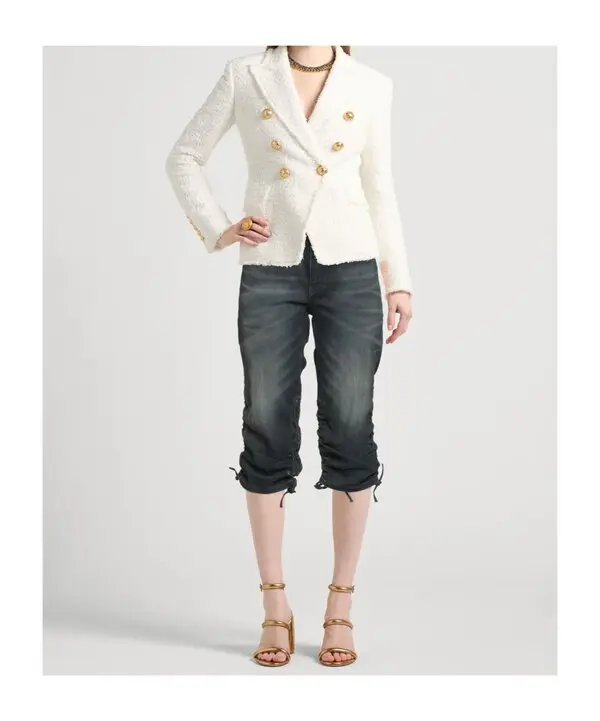 Balenciaga Gathered Denim Bermuda Shorts