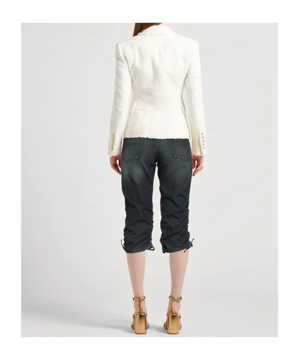 Balenciaga Gathered Denim Bermuda Shorts
