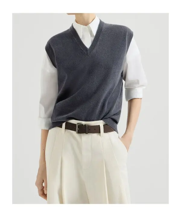 Brunello Cucinelli Cashmere Sweater Vest With Monili Embellishment