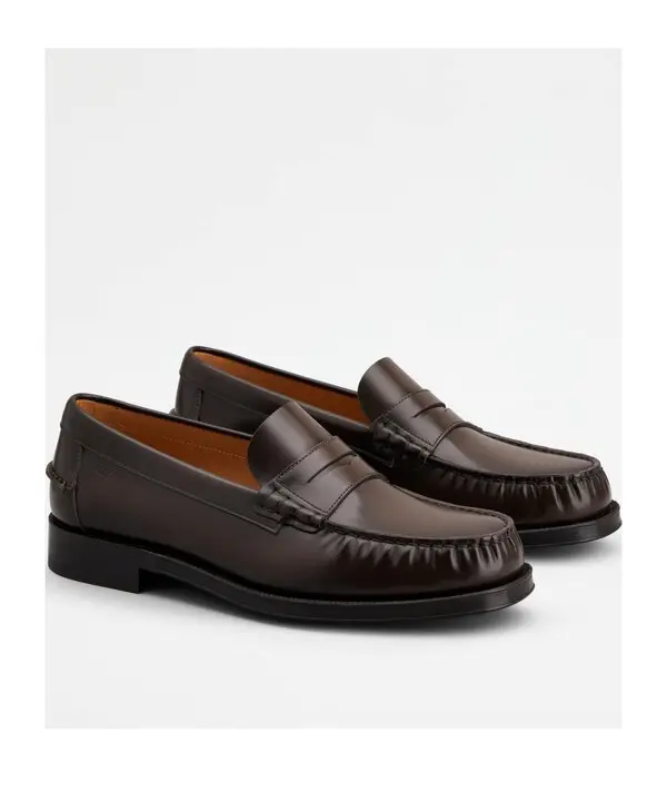 TOD'S Round Toe Loafers With Logo Detail