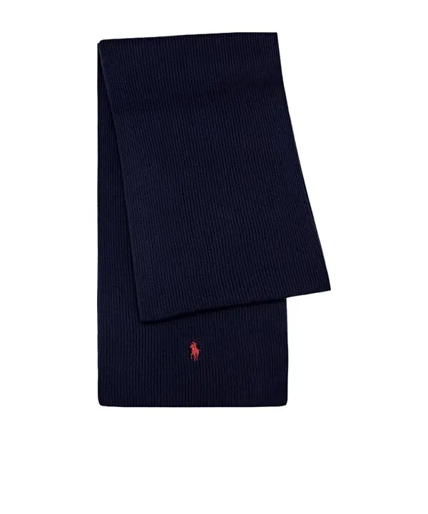 Polo Ralph Lauren Logo-embroidered Ribbed Wool Scarf