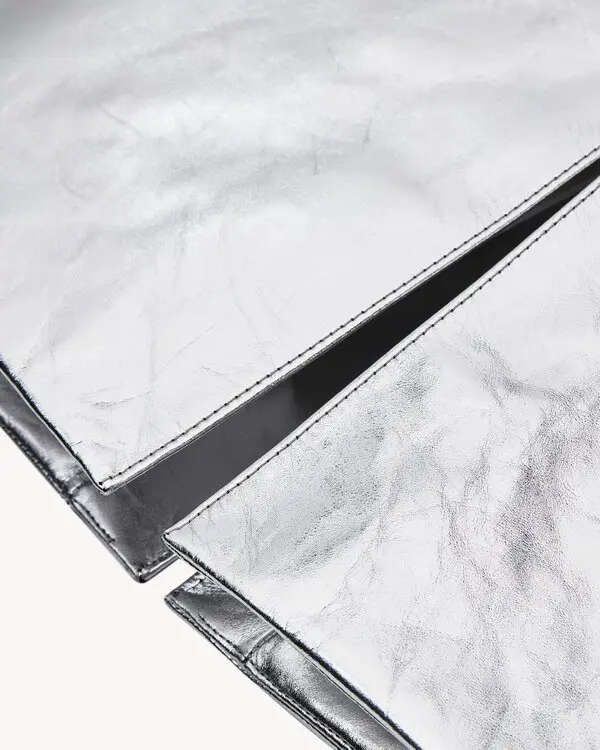 Saint Laurent Pencil Skirt In Metallic Leather