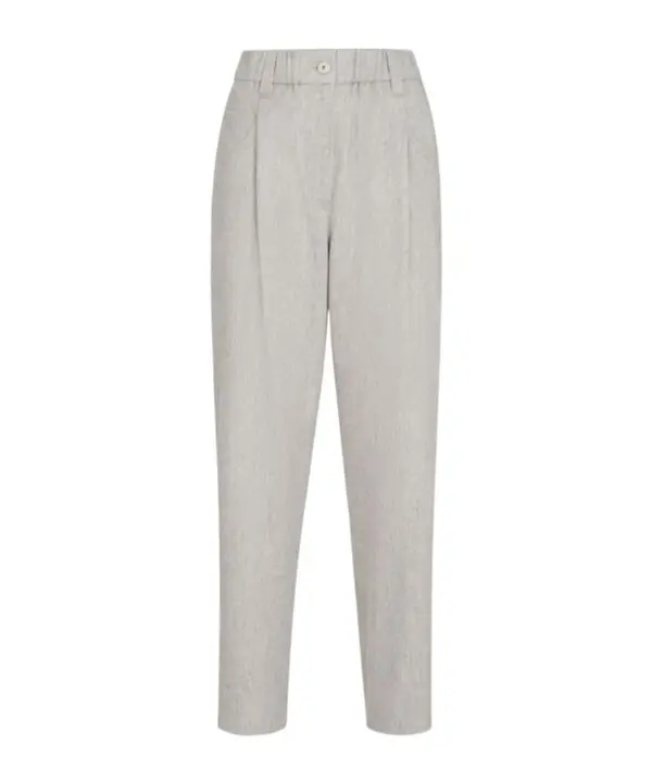 Brunello Cucinelli Wool Flannel Baggy Trousers With Monili - Grey