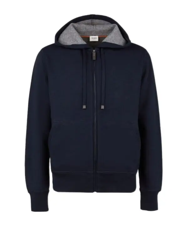TOD'S Cashmere-blend Jersey Zip-up Hooded Jacket - Black