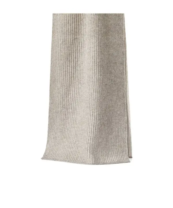 Brunello Cucinelli Cashmere English Rib Vanisé Knit Scarf - Light Gray