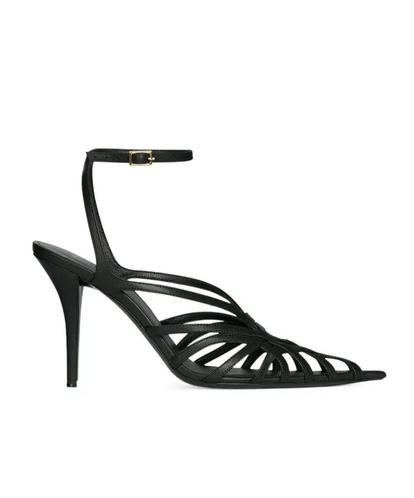 Balmain Smooth Leather Cage Sandals