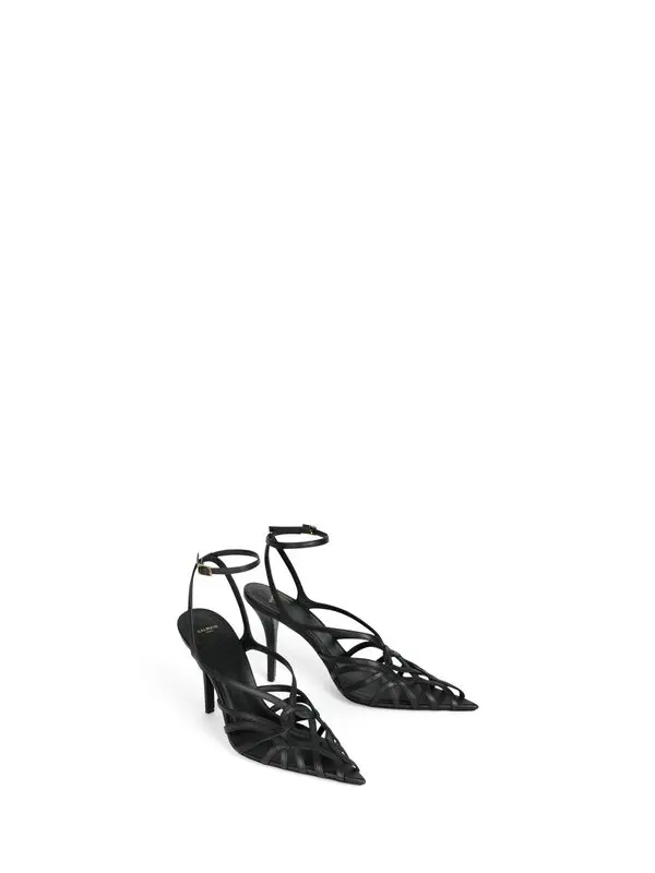 Balmain Smooth Leather Cage Sandals