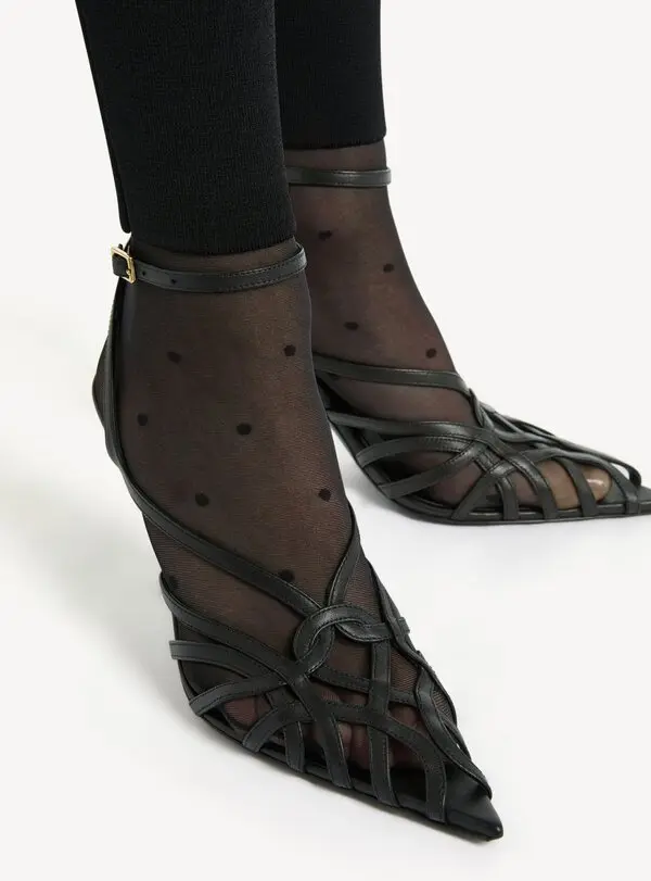 Balmain Smooth Leather Cage Sandals