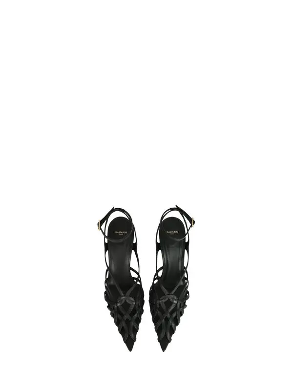 Balmain Smooth Leather Cage Sandals