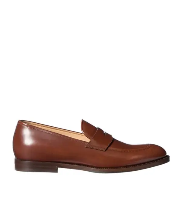 Brunello Cucinelli Braided And Polished Calfskin Penny Loafers - Brown