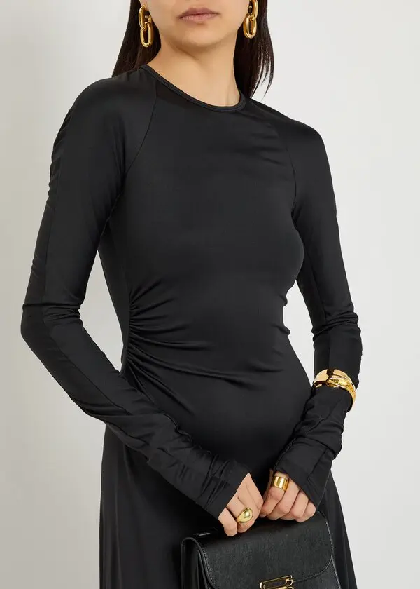 Victoria Beckham Asymmetric Jersey Midi Dress