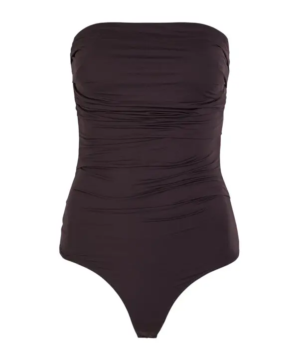 AGOLDE Gwyneth Ruched Stretch-jersey Bodysuit - Black
