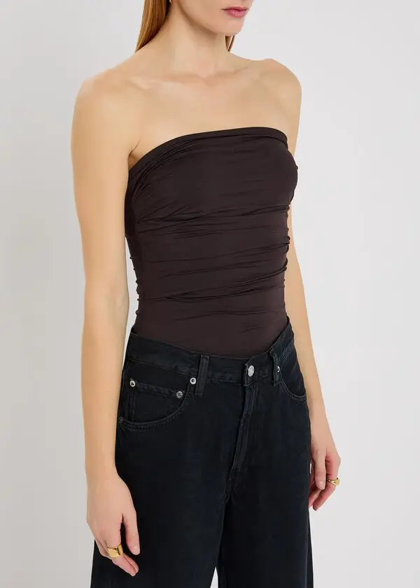 AGOLDE Gwyneth Ruched Stretch-jersey Bodysuit