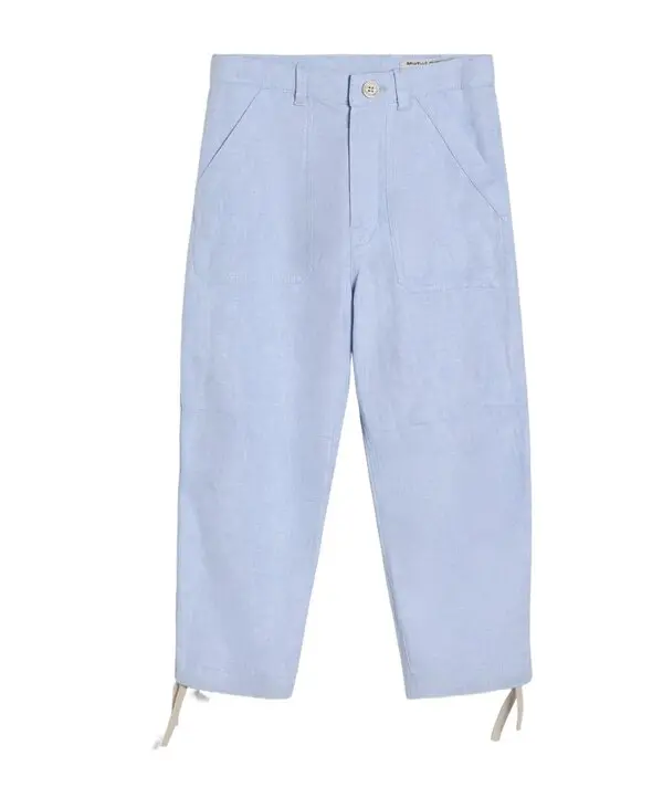 Brunello Cucinelli Hemp, Linen And Cotton Diagonal Utility Trousers - Sky-blue