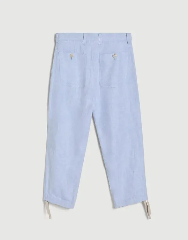 Brunello Cucinelli Hemp, Linen And Cotton Diagonal Utility Trousers - Sky-blue