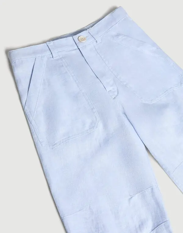 Brunello Cucinelli Hemp, Linen And Cotton Diagonal Utility Trousers - Sky-blue