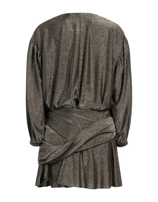 Balenciaga Metallic Draped V-neck Long Sleeve Dress