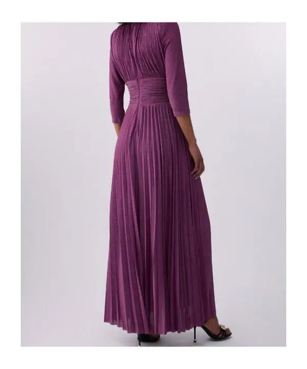 Liu Jo Long Pleated Lurex Maxi Dress With V-neck And Side Slit