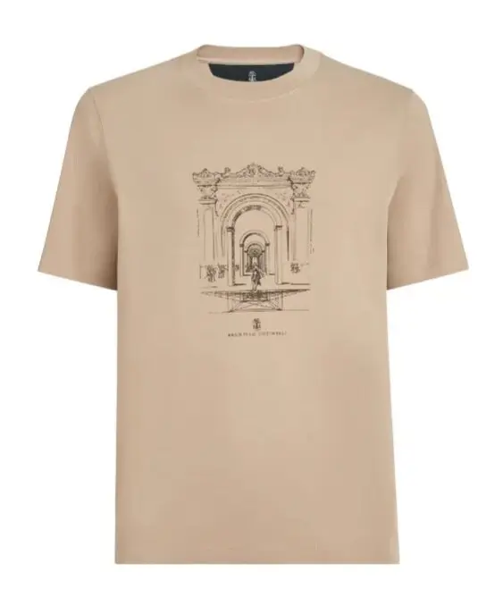 Brunello Cucinelli Cotton Interlock Crew-neck T-shirt With Print