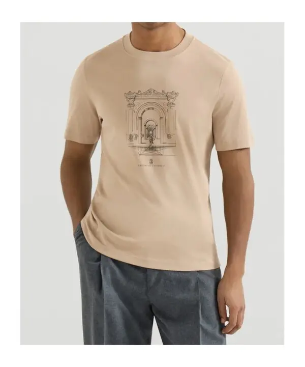 Brunello Cucinelli Cotton Interlock Crew-neck T-shirt With Print