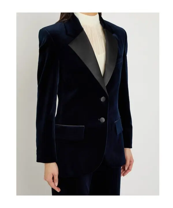 Victoria Beckham Velvet Blazer With Satin Lapels