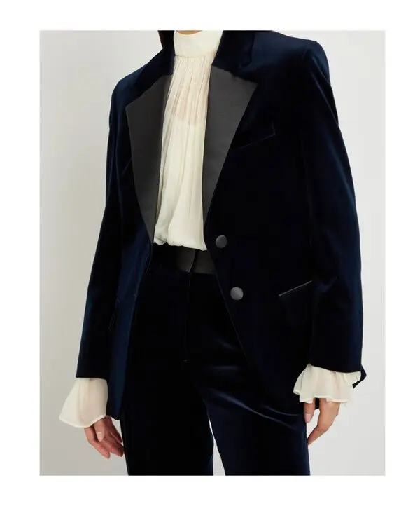 Victoria Beckham Velvet Blazer With Satin Lapels