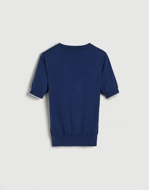 Brunello Cucinelli Cotton Lightweight Knit T-shirt With Wave Intarsia