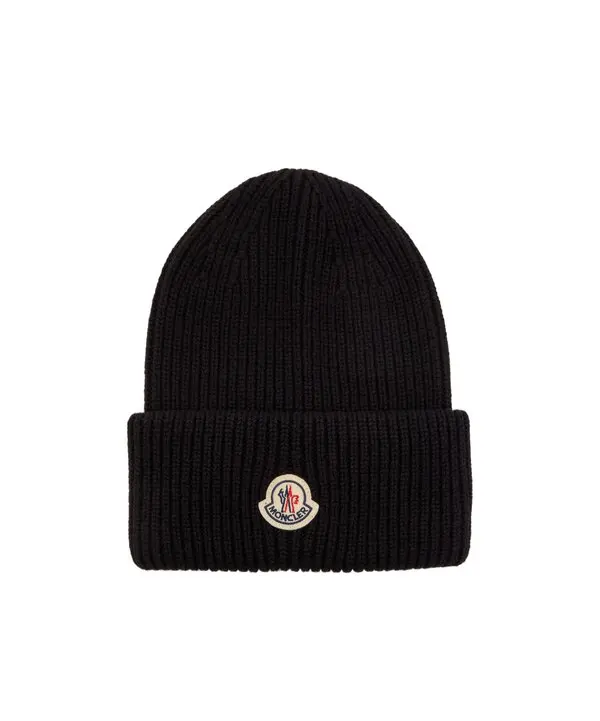 Moncler Logo Ribbed Wool And Cashmere-blend Beanie