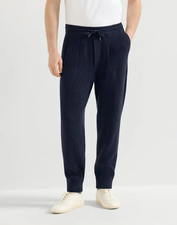 Brunello Cucinelli Cashmere English Rib Knit Joggers