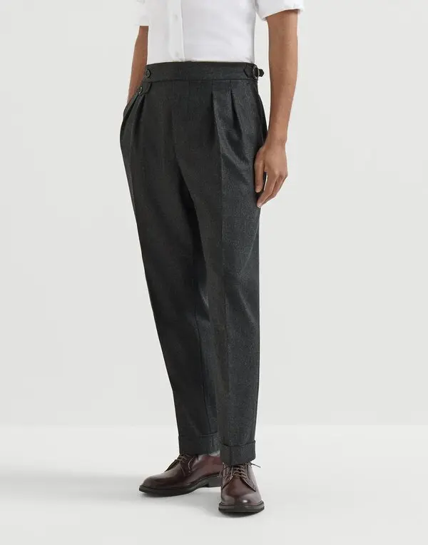 Brunello Cucinelli Double-pleated Trousers With Side Buckles