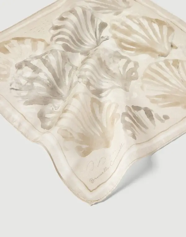 Brunello Cucinelli Silk Satin Mediterranea Small Scarf - Shell