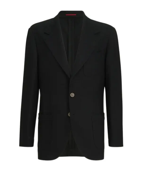 Brunello Cucinelli Cashmere Panama Deconstructed Blazer With Patch Pockets