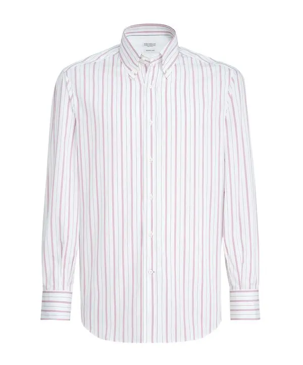 Brunello Cucinelli Stripe-pattern Button-down Collar Shirt
