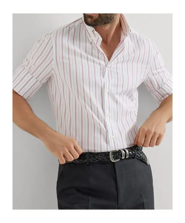 Brunello Cucinelli Stripe-pattern Button-down Collar Shirt