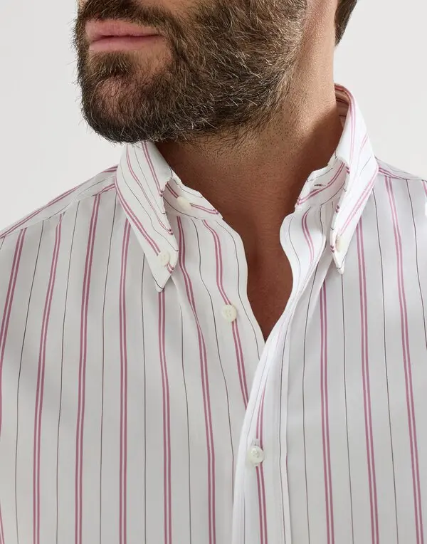 Brunello Cucinelli Stripe-pattern Button-down Collar Shirt