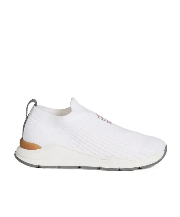 Brunello Cucinelli Techno Cotton Slip-on Runners With Embroidered Logo