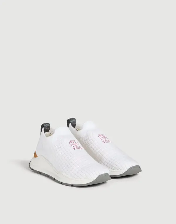 Brunello Cucinelli Techno Cotton Slip-on Runners With Embroidered Logo