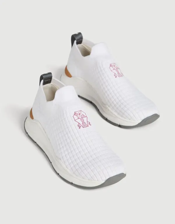 Brunello Cucinelli Techno Cotton Slip-on Runners With Embroidered Logo