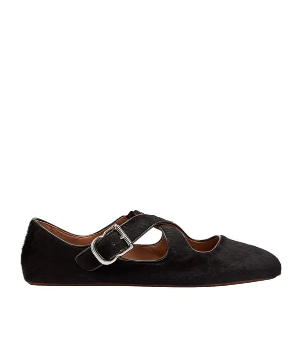 Alaïa Cross-over Calf-hair Ballet Flats - Black